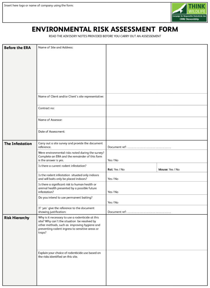 ENVIRONMENTAL RISK ASSESSMENT FORM - Think Wildlife